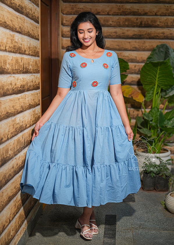 Powder Blue Layered Dress – Vastrasuka