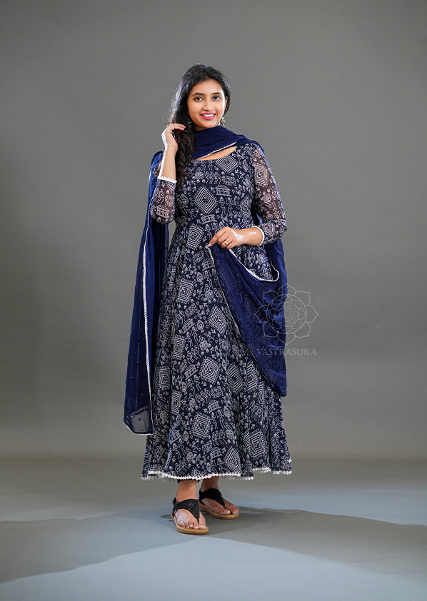 Kolam Mural Navyblue Dress – Vastrasuka