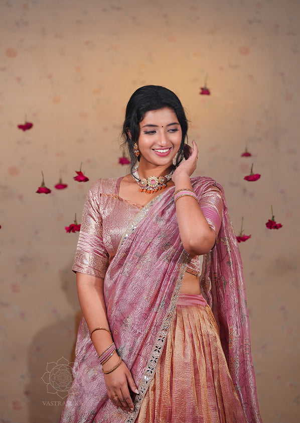 Pastel Tissue Metallic Half Saree – Vastrasuka