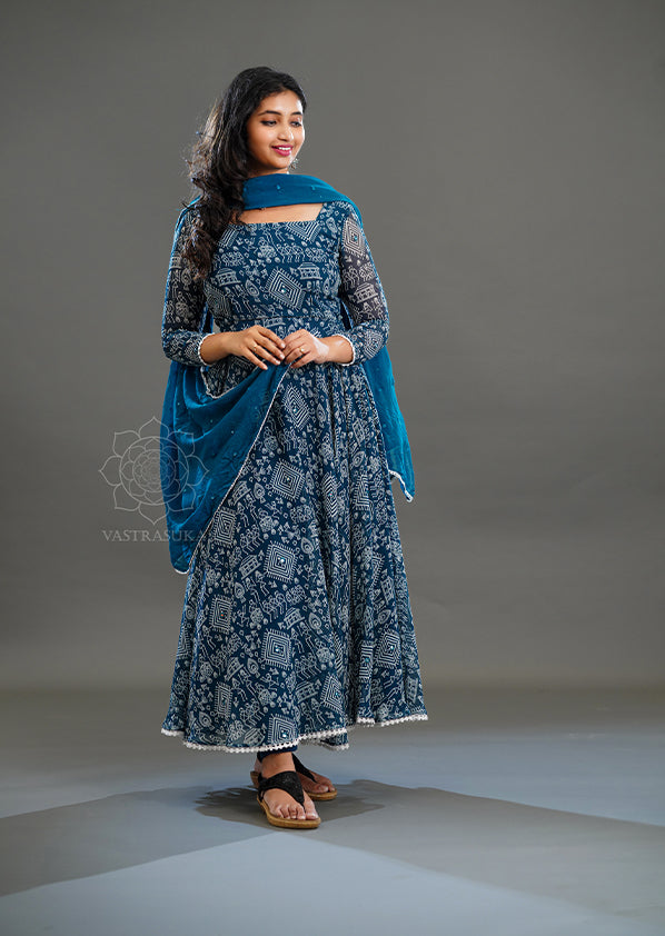 Kolam Mural Teal Dress – Vastrasuka